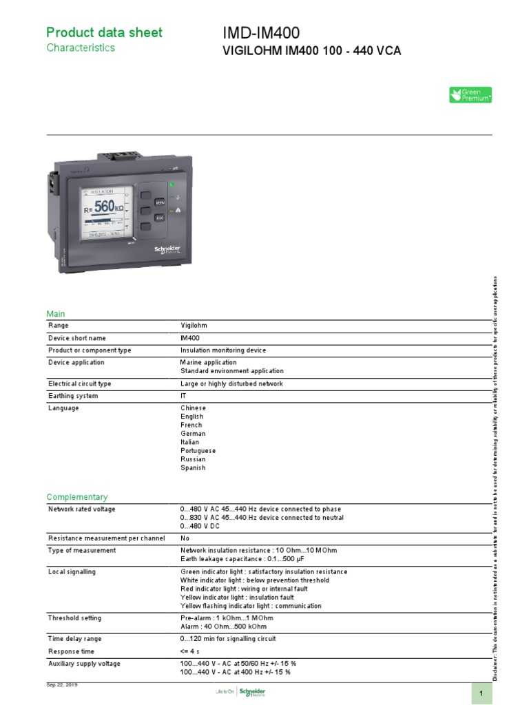 Vigilohm IMD-IM400 PDF | PDF | Alternating Current | Electrical ...