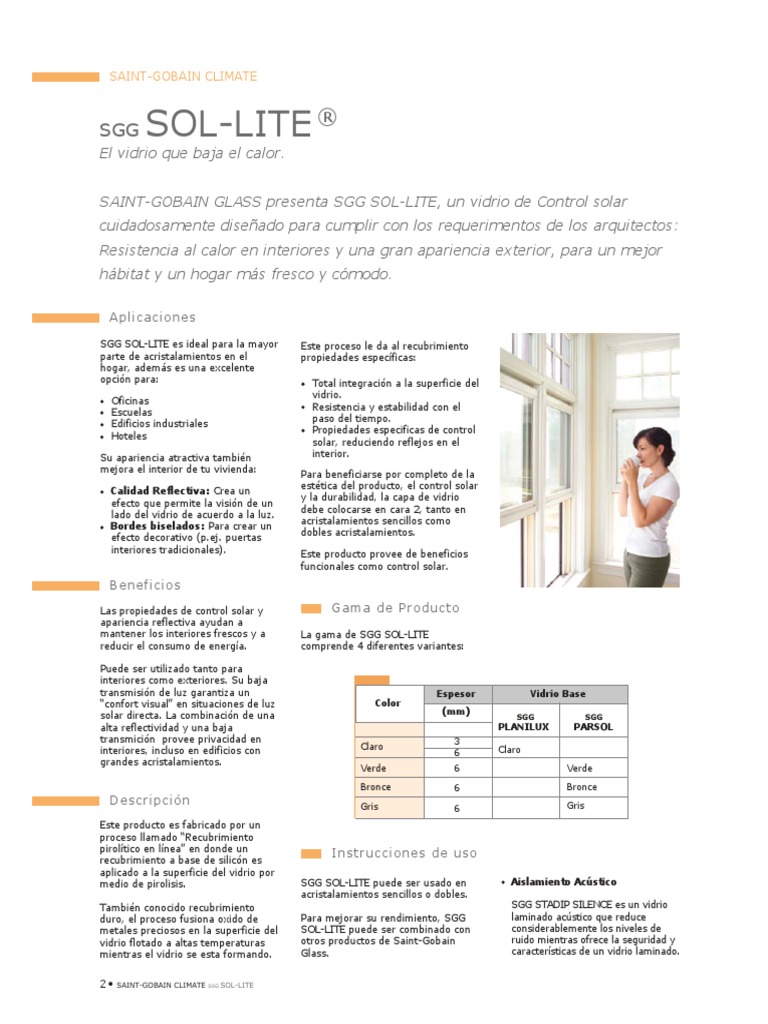 SaintGobain SOL-LITE | PDF | Lentes | Revestimiento