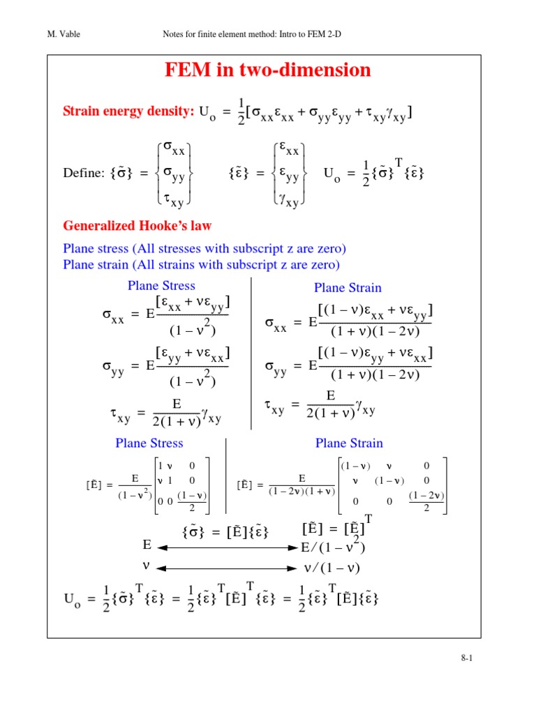 FEM in Two-Dimension: Strain Energy Density | PDF | Finite Element ...