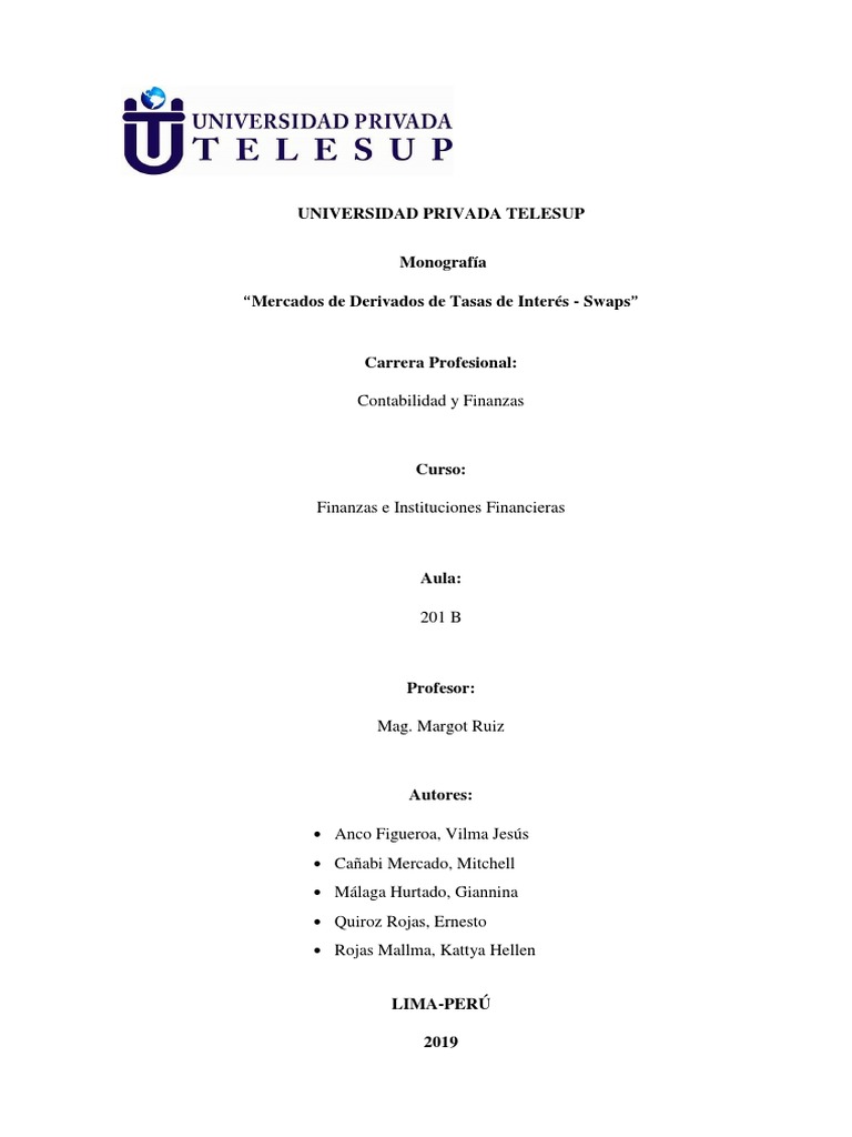 Mercados de Derivados: Swaps de Tasas de Interés | PDF | Swap (Finanzas ...