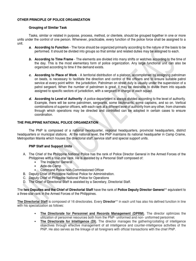 Law Enforcement Organization and Administration Notes | PDF | Inspector ...