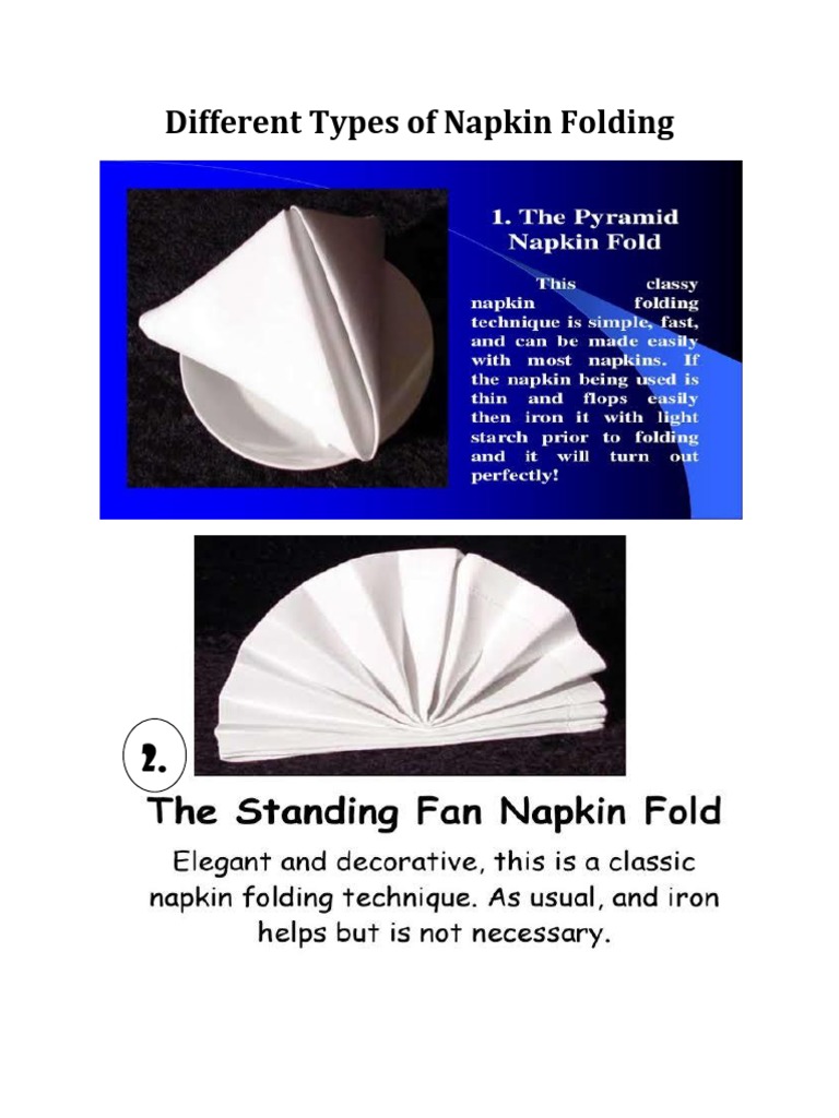 Different Types of Napkin Folding | PDF