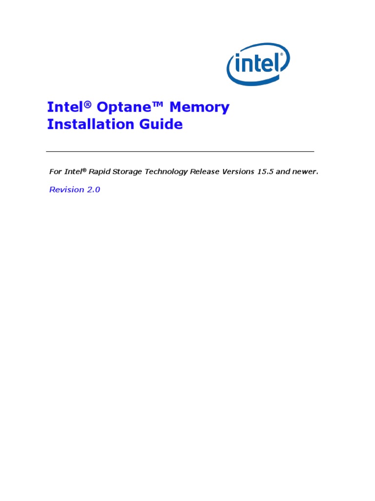 Intel Optane Memory User Installation Pdf Bios Booting