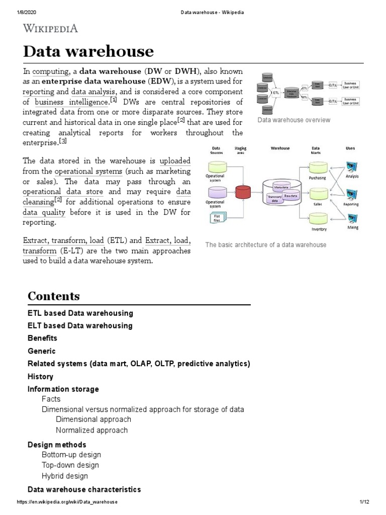 Data Warehouse Definition | PDF | Data Warehouse | Digital Technology