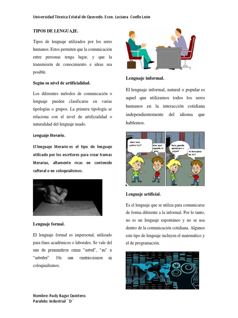 Tipos de Lenguaje y Clasificaciones | PDF | Comunicación no verbal ...