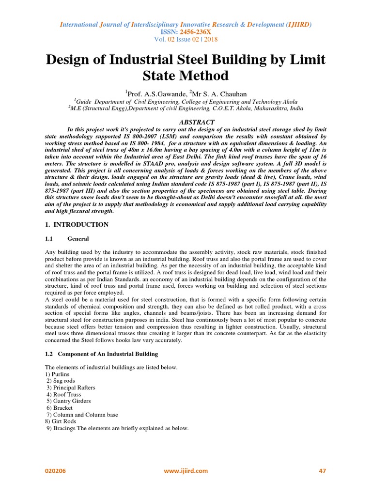 Design of Industrial Steel Building by Limit State Method | PDF | Truss ...