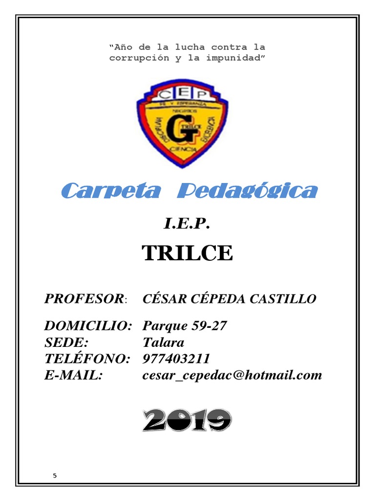 2019 - Carpeta Pedagógica - Trilce | PDF | Modificación de comportamiento | Aprendizaje