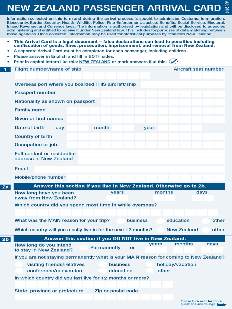 Passenger Arrival Card | PDF | Travel Visa | Passport
