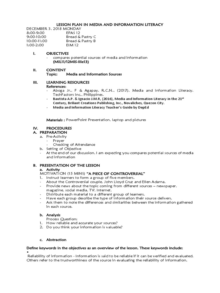 Lesson Plan in MIL | PDF | Accuracy And Precision | Libraries