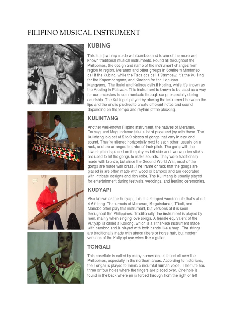 Traditional Filipino Musical Instruments | PDF | Philippines | Clothing