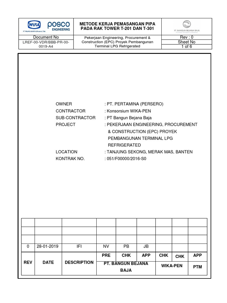Method Statement Pemasangan Pipa Vertikal | PDF Method Statement Pemasangan Pipa Vertikal | PDF
