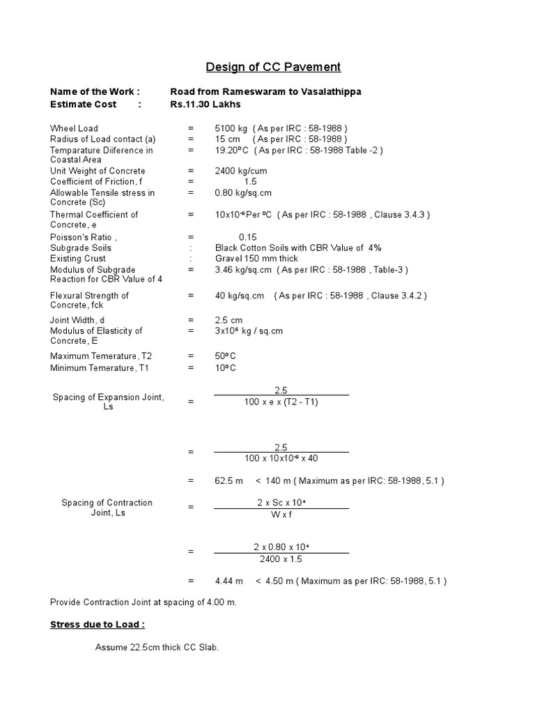 CC Pavement Design | PDF | Young's Modulus | Road Surface