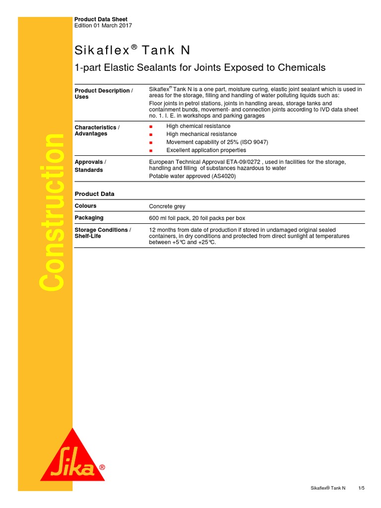 Sikaflex Tank N PDS PDF | PDF | Petroleum | Paint