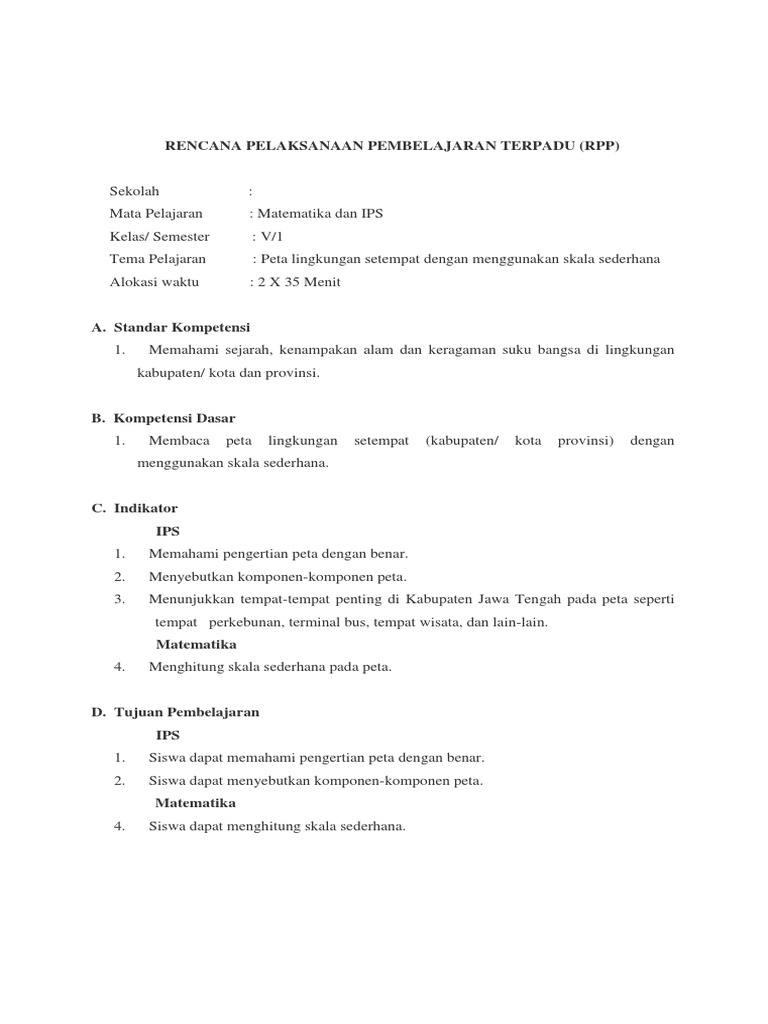 RPP Ips Kelas 4 | PDF
