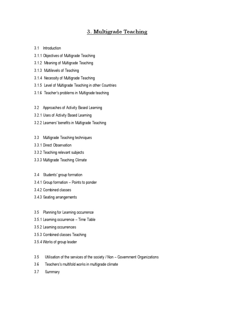 Multigrade Teaching - Strategies PDF | PDF | Teachers | Classroom