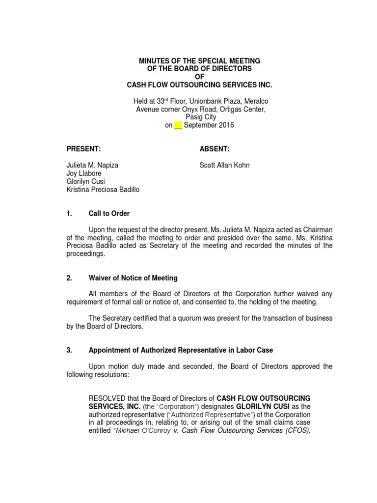 Sample Minutes of Meeting | PDF | Mediation | Common Law