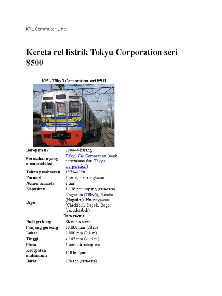 Jenis Dan Spek KRL | PDF