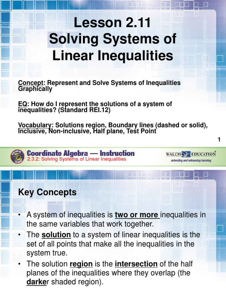 Solving Systems of Linear Inequalities | PDF | Inequality (Mathematics ...