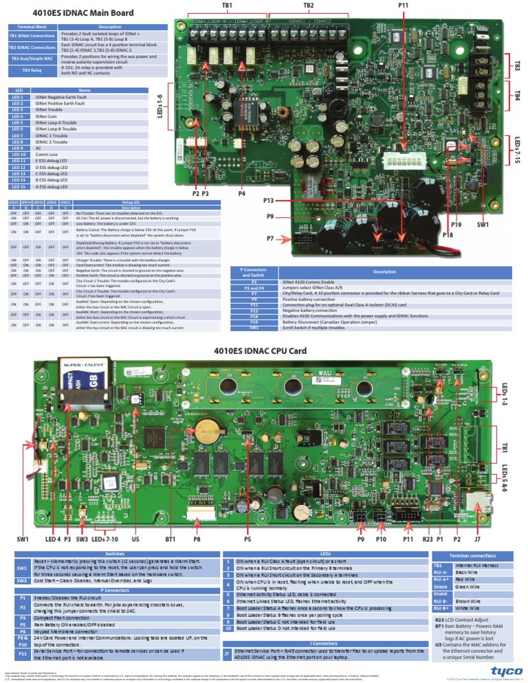 4010ES IDNAC CPU Card and Main Board | PDF | Relay | Electrical Engineering