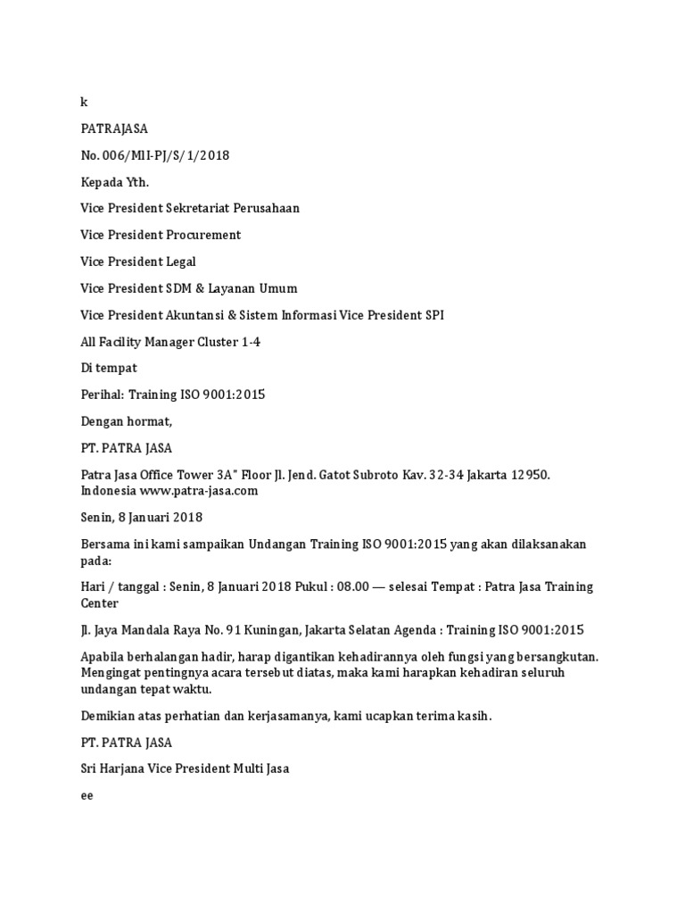 Surat Undangan Training Iso-Dikonversi | PDF