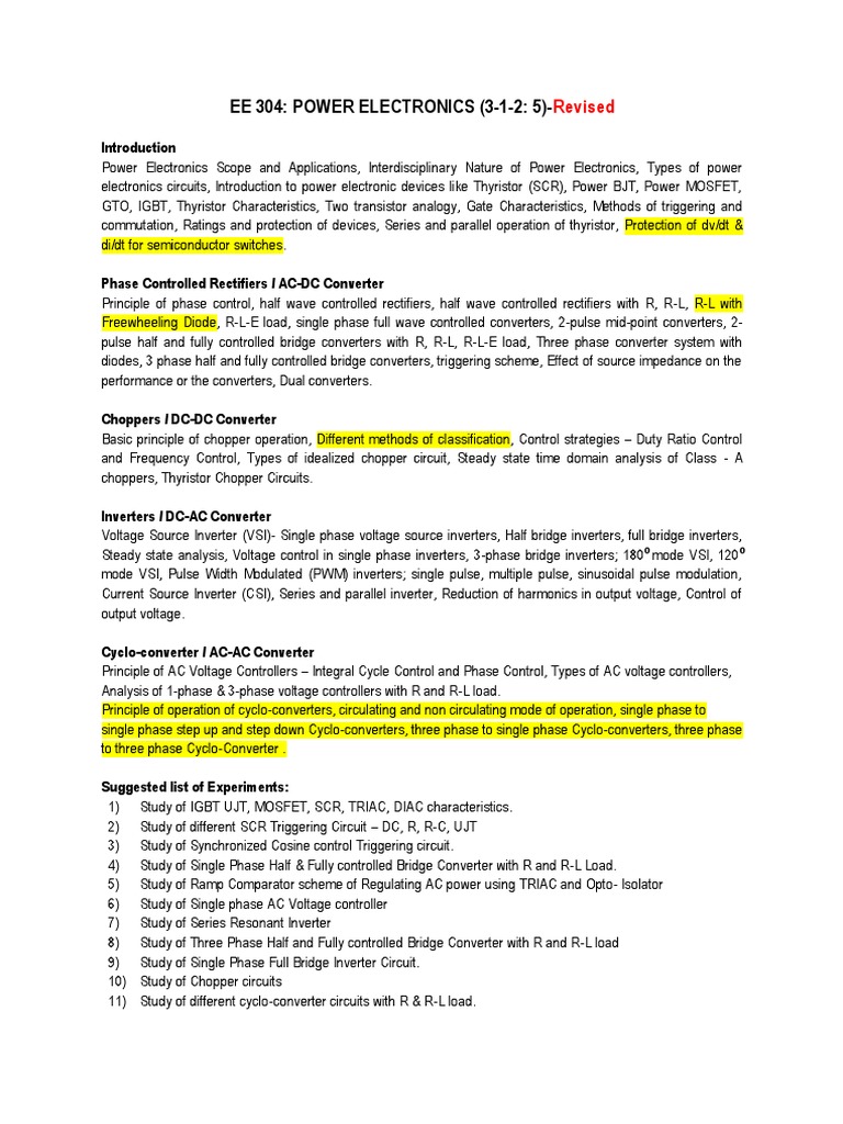 EE 304 - Rev PDF | PDF | Power Inverter | Power Electronics