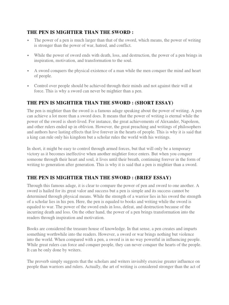 Pen Is More Powerful Than Sword | PDF | General Fiction