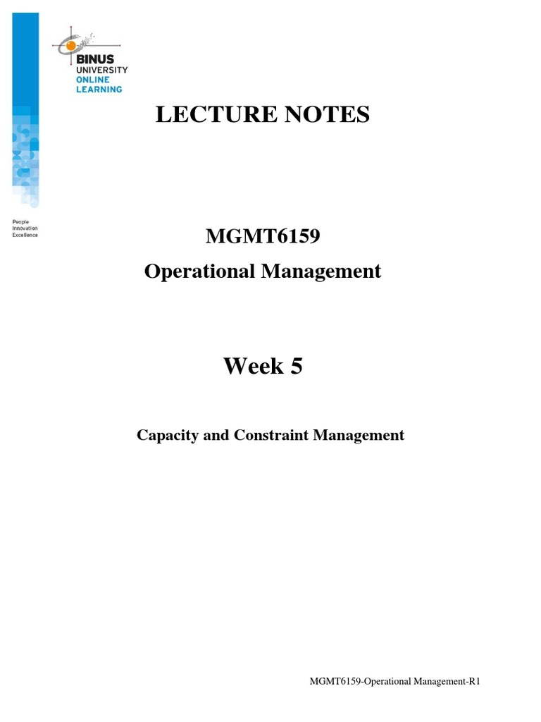 Capacity and Constraint Management | PDF
