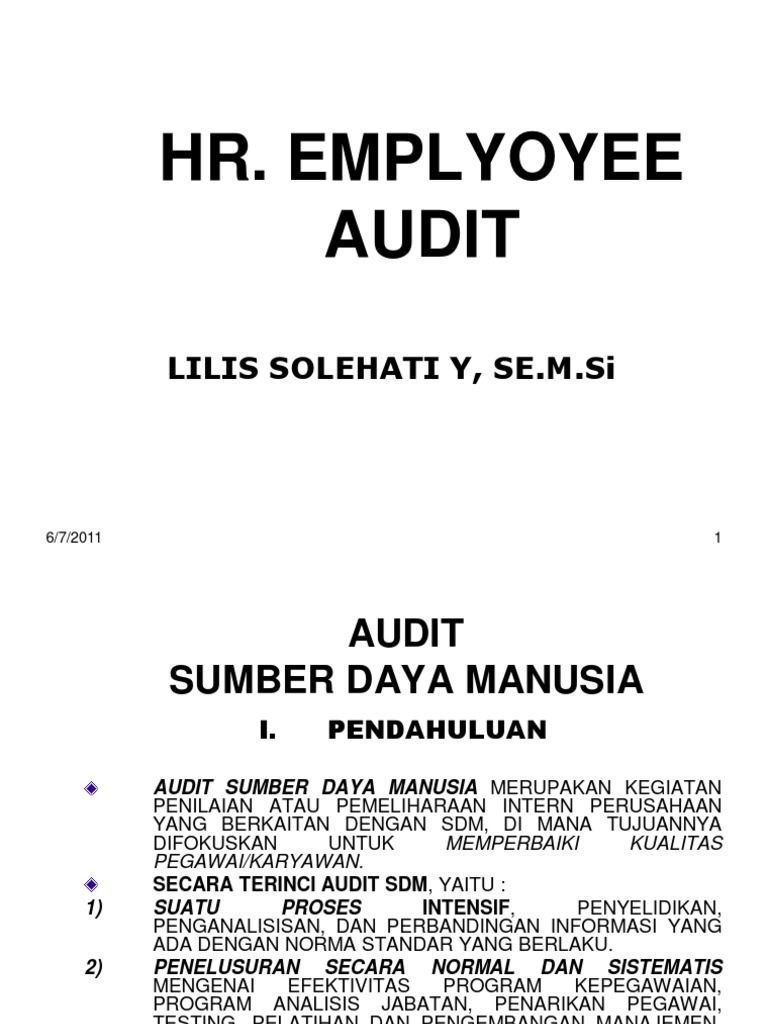 Audit-Aspek-Aspek SDM PDF | PDF | Turnover (Employment) | Human Resources