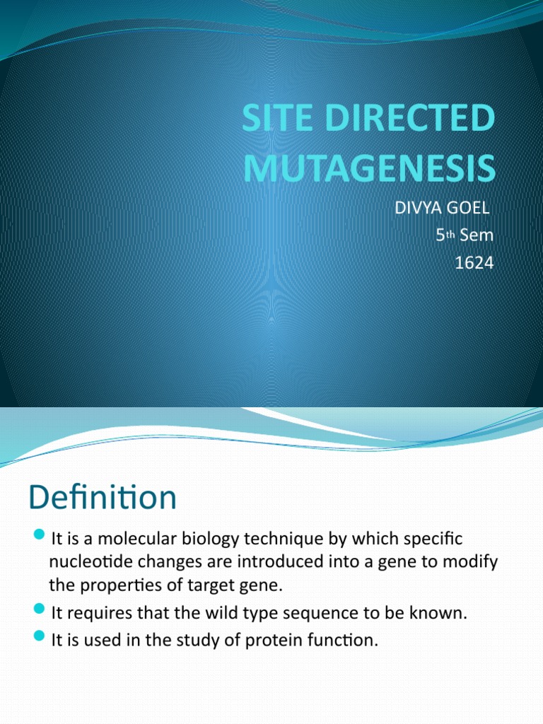 Site Directed Mutagenesis: Divya Goel 5 Sem 1624 | PDF | Primer ...