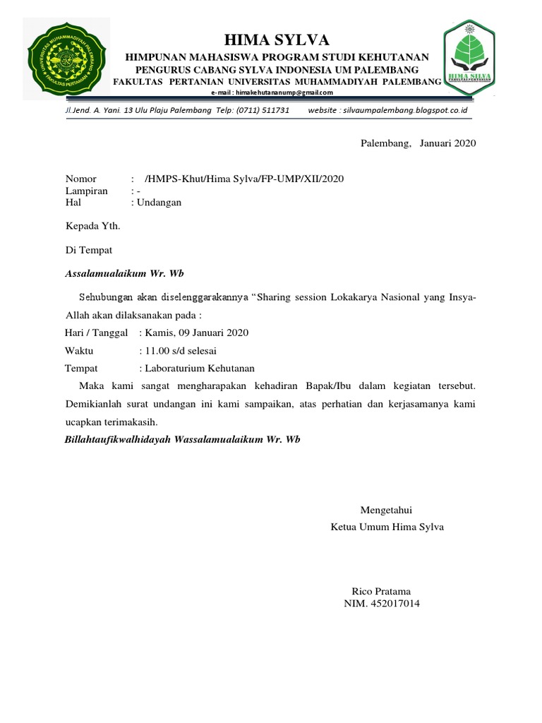Surat Undangan Hima Sylva | PDF