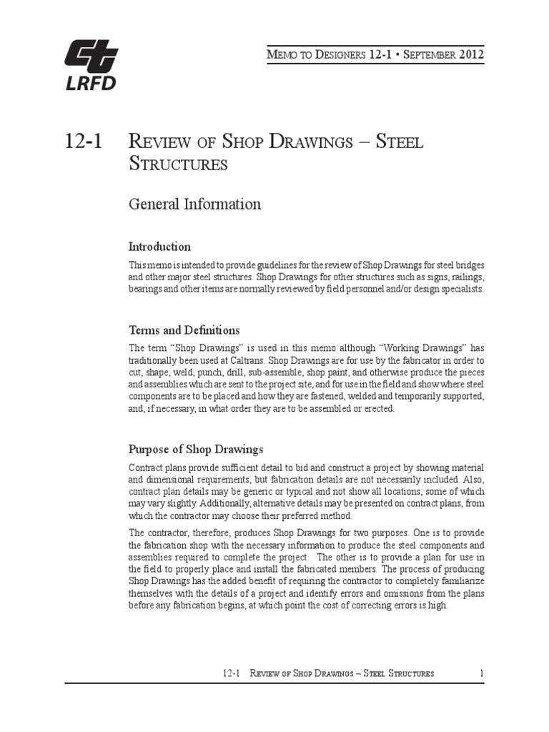 Guidelines for Steel Shop Drawings Review | PDF | Specification ...