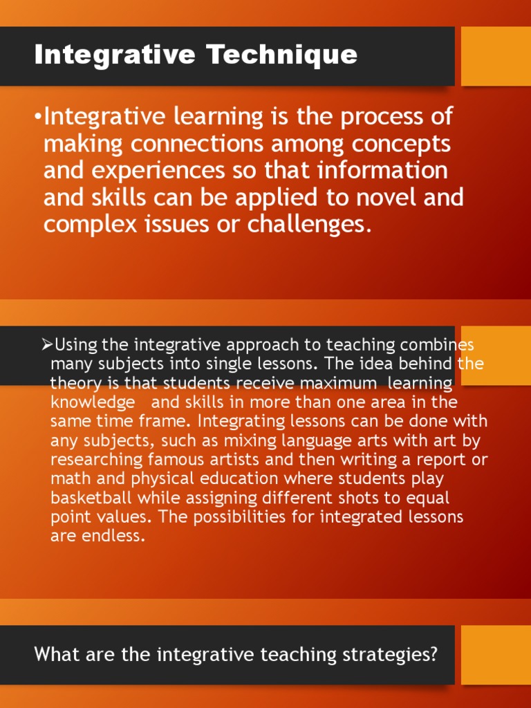Integrative Technique | PDF | Curriculum | Lesson Plan