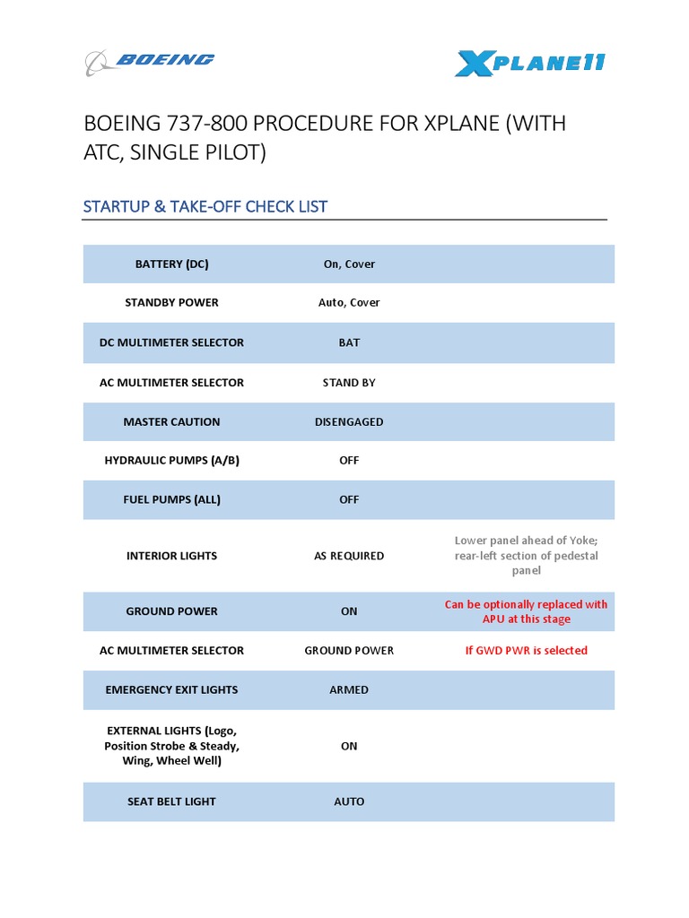 BOEING 737 Checklist | PDF | Aviation | Aircraft