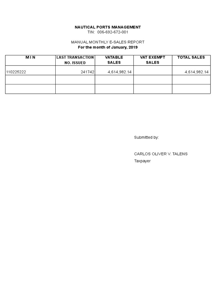 Manual Esales Report | PDF | Value Added Tax | Taxes