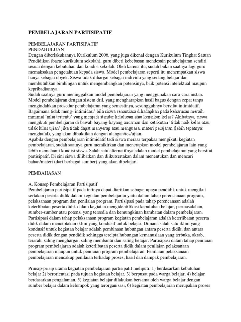Pembelajaran Partisipatif | PDF | Karier & Perkembangan | Sains ...