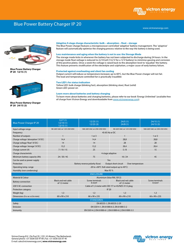 Datasheet - Blue Power Battery Charger IP20 - Rev 06 - EN PDF | PDF ...