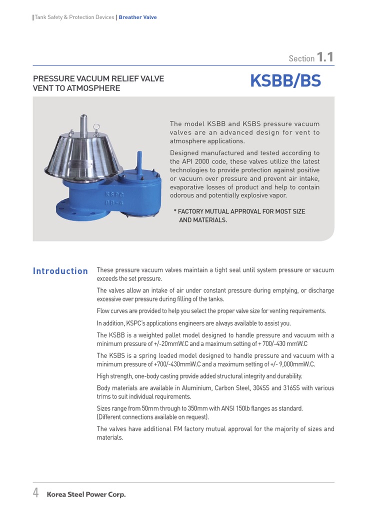 KSBB-BS Breather Valve Data Sheet | PDF | Vacuum | Valve