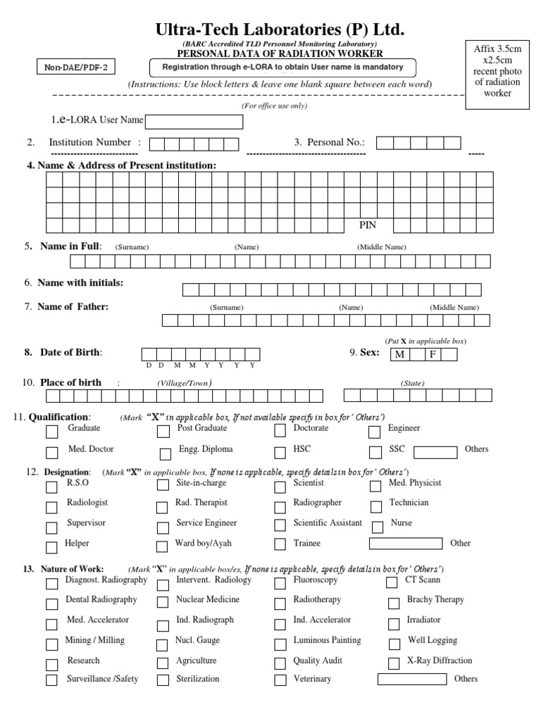 PDF - 2 - Non - DaeFinal PERSONAL TLD APPLICATION FORM | PDF ...
