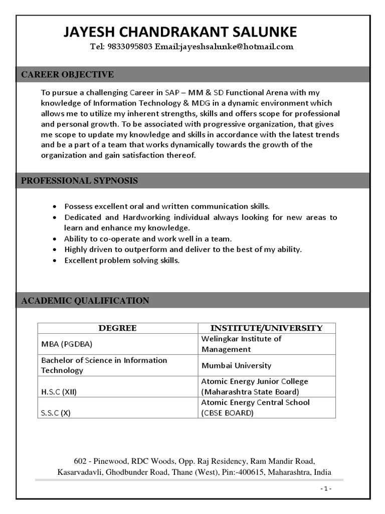 Curriculum Vitae - Jayesh Salunke | PDF | Data Quality | Enterprise Resource Planning
