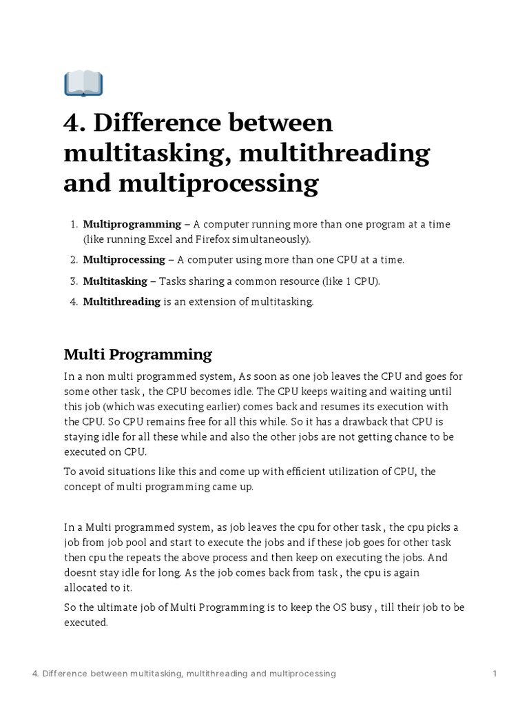 Difference Between Multitasking Multithreading and ...