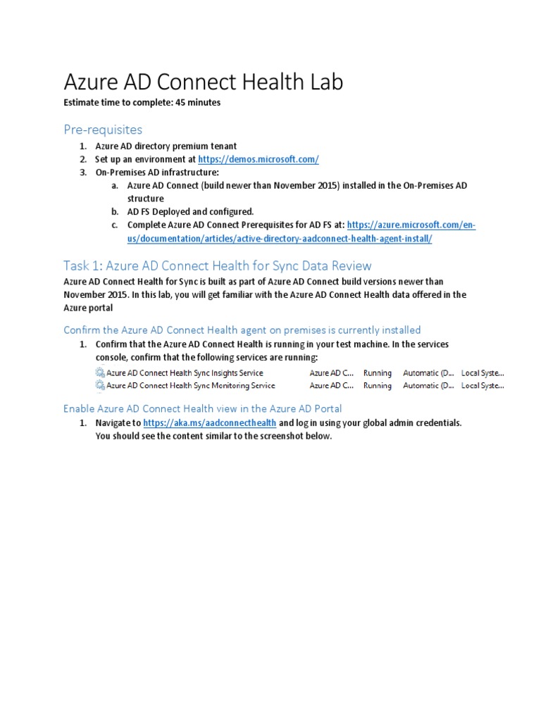 AD Connect Health Lab | PDF | Microsoft Azure | Digital Technology