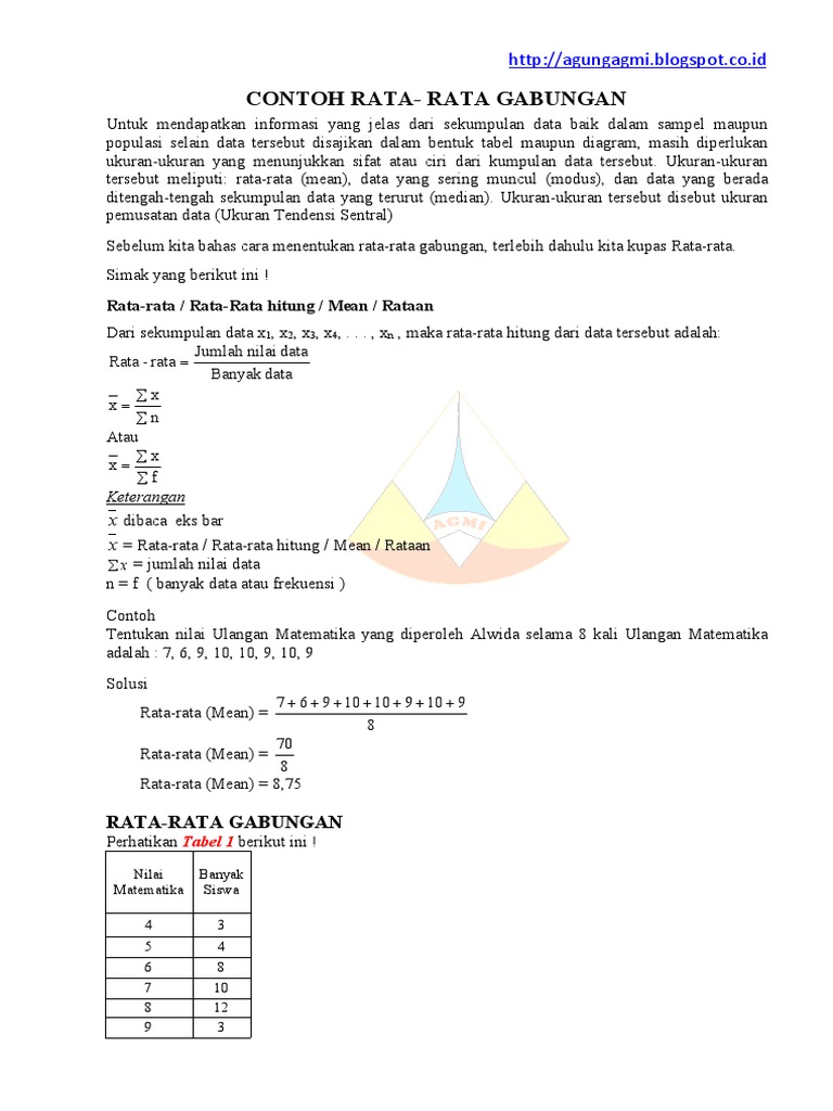 Contoh Rata Rata Gabungan - REVISI PDF | PDF