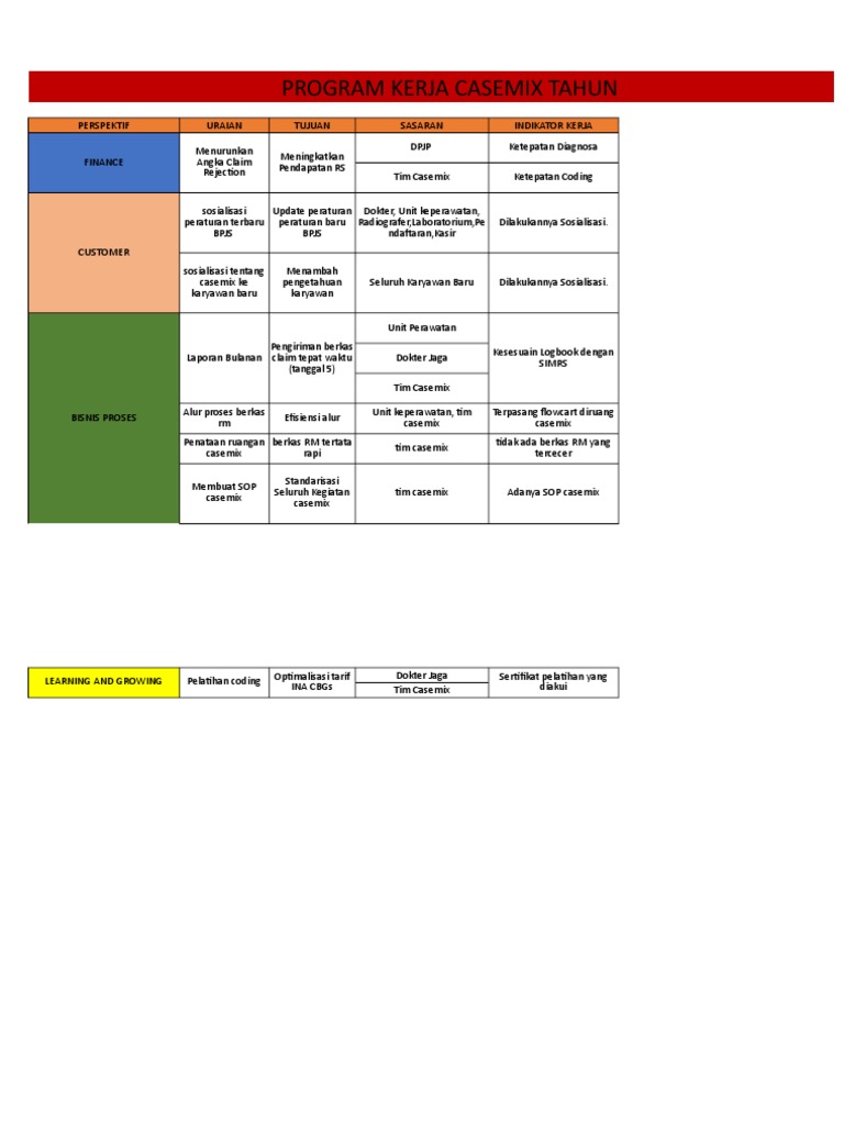 Program Kerja Casemix 2019 | PDF