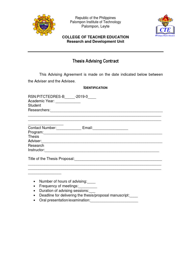 Thesis Advising Contract 1 | PDF | Thesis | Cognition