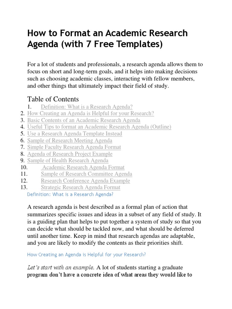 How To Format An Academic Research Agenda | PDF | Learning ...