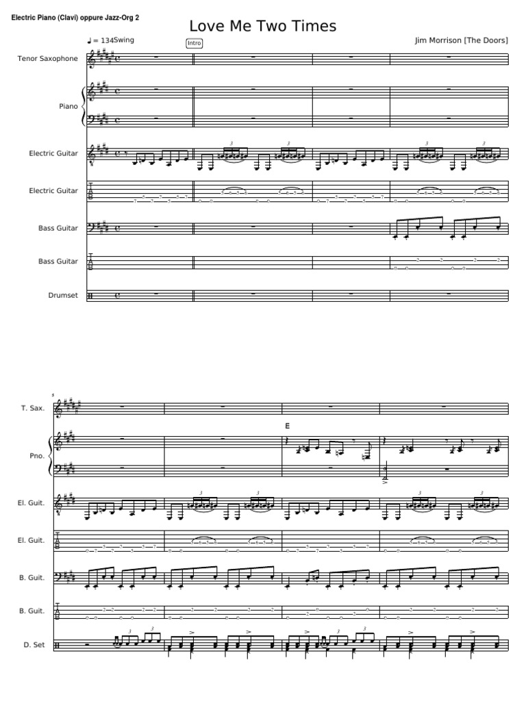 Love Me Two Times Sheet Music | PDF | Music Production | Saxophone