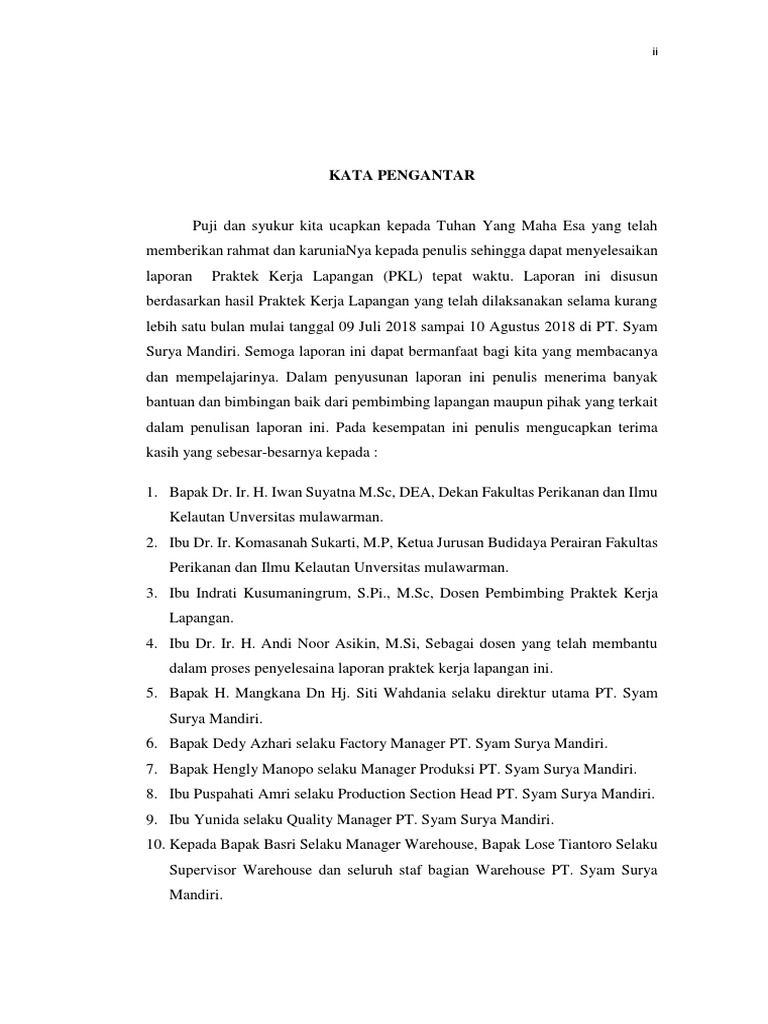 KATA PENGANTAR PKL | PDF