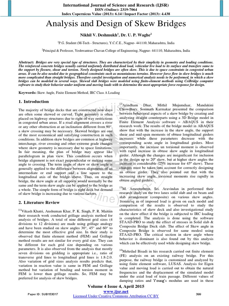 Analysis and Design of Skew Bridges | PDF | Bridge | Finite Element Method