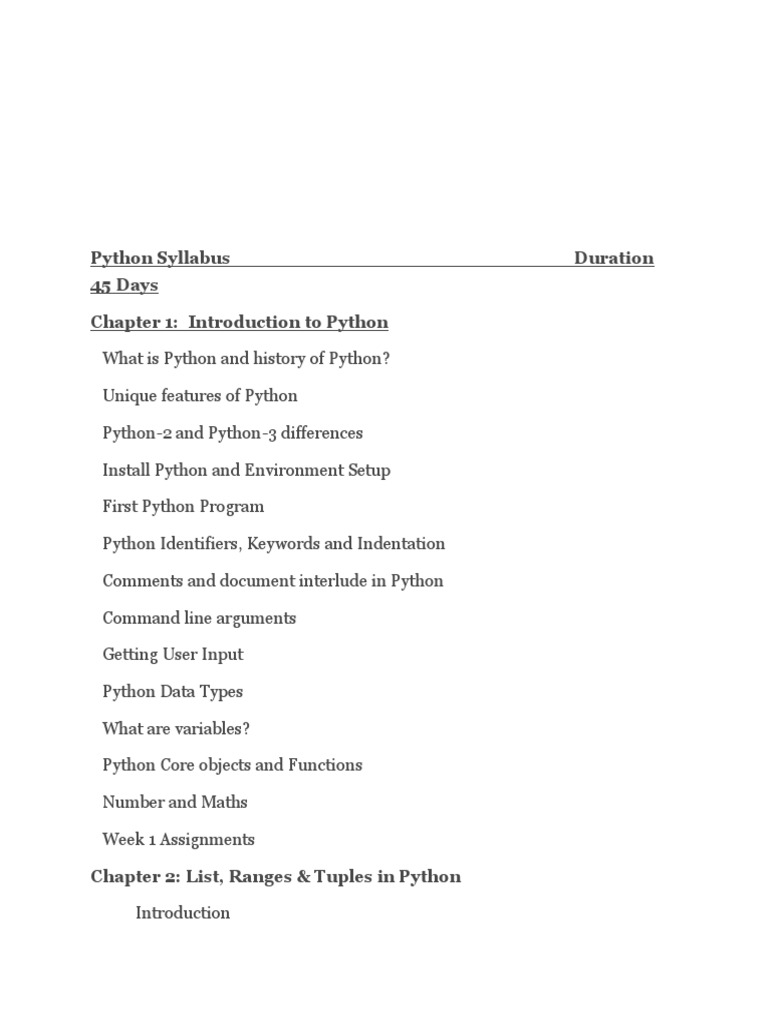 Python Syllabus Pdf Pdf Python Programming Language Object Oriented Programming