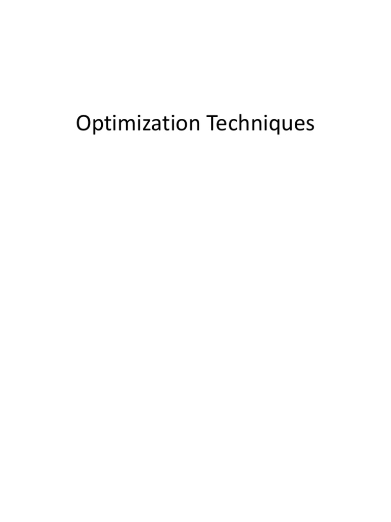Optimization Algorithm Techniques | PDF